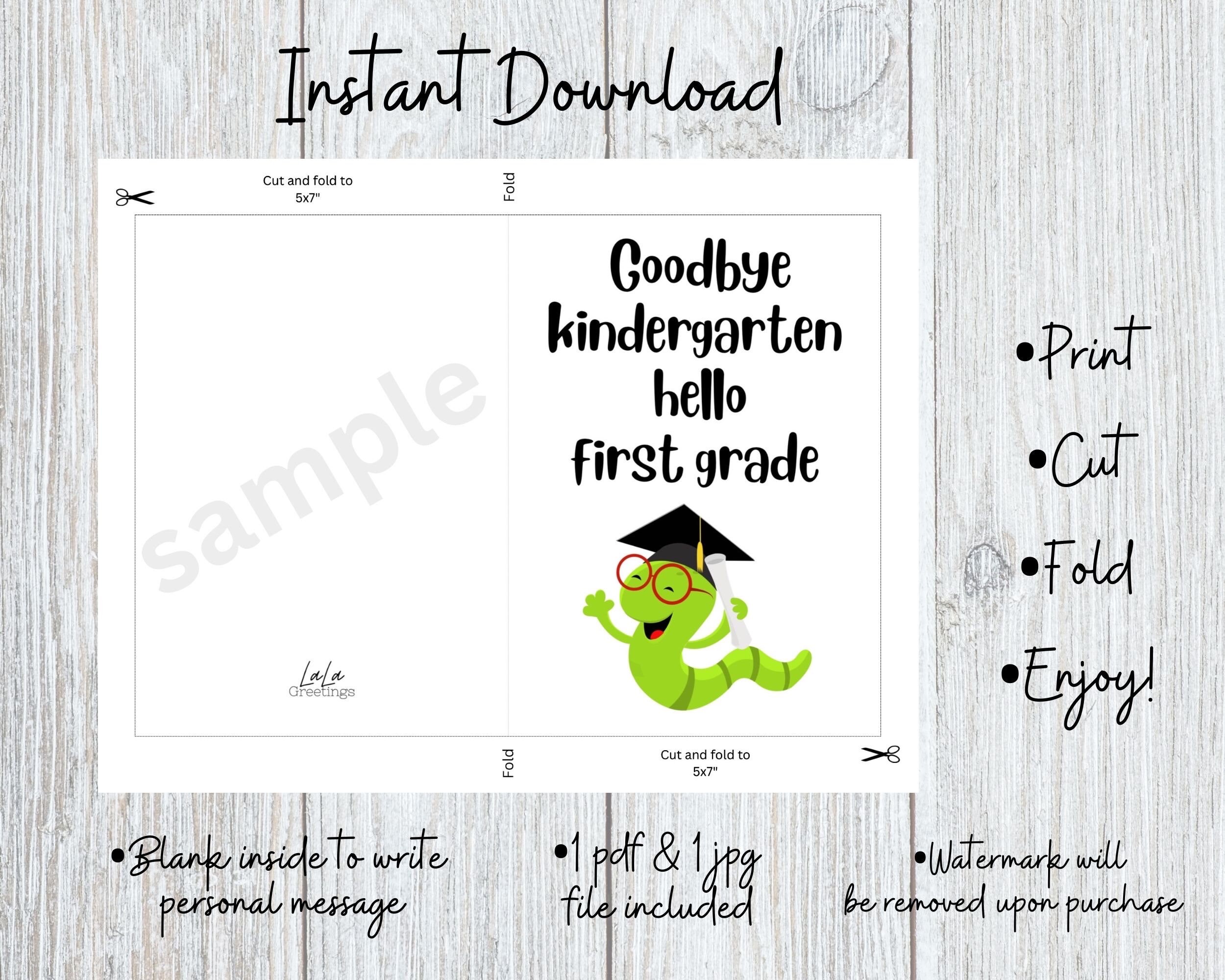 Printable Kindergarten Graduation 5x7 Greeting Card - Etsy