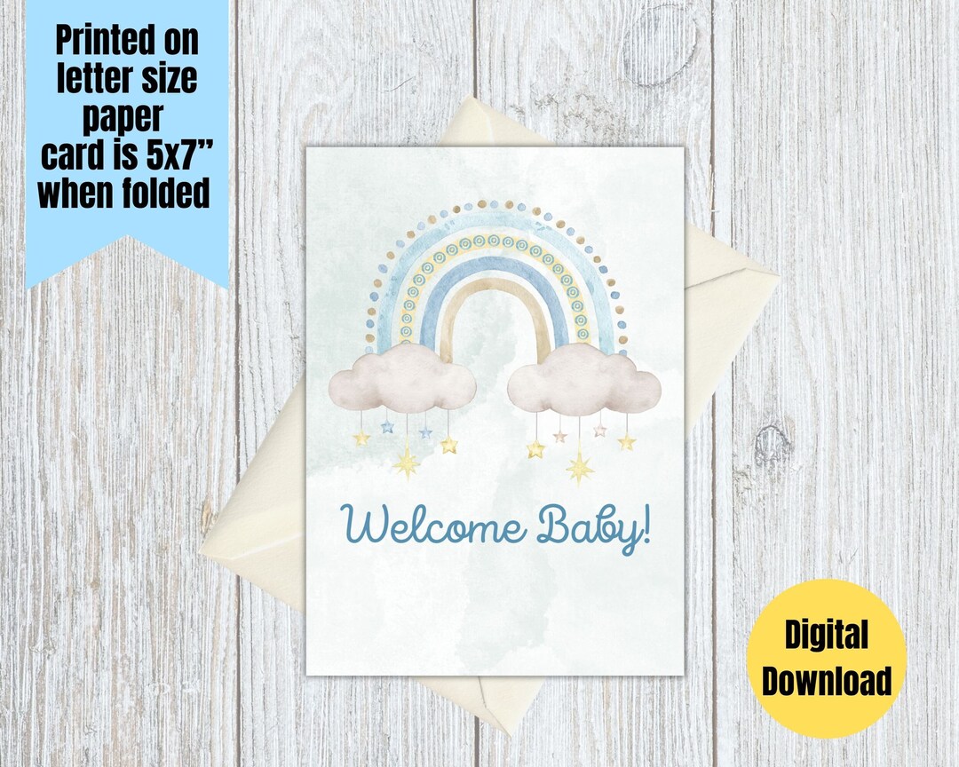 Printable Welcome Baby 5x7 Greeting Card Digital Download - Etsy
