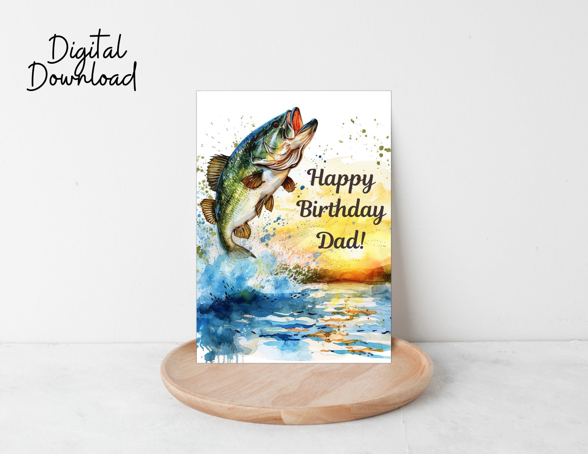 Printable Dad Fishing Birthday Digital 5x7 Greeting Card - Etsy