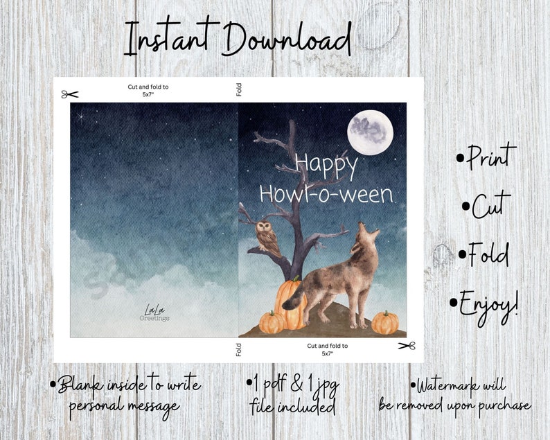 Printable Happy Halloween Greeting Card 5x7 Digital Download - Etsy