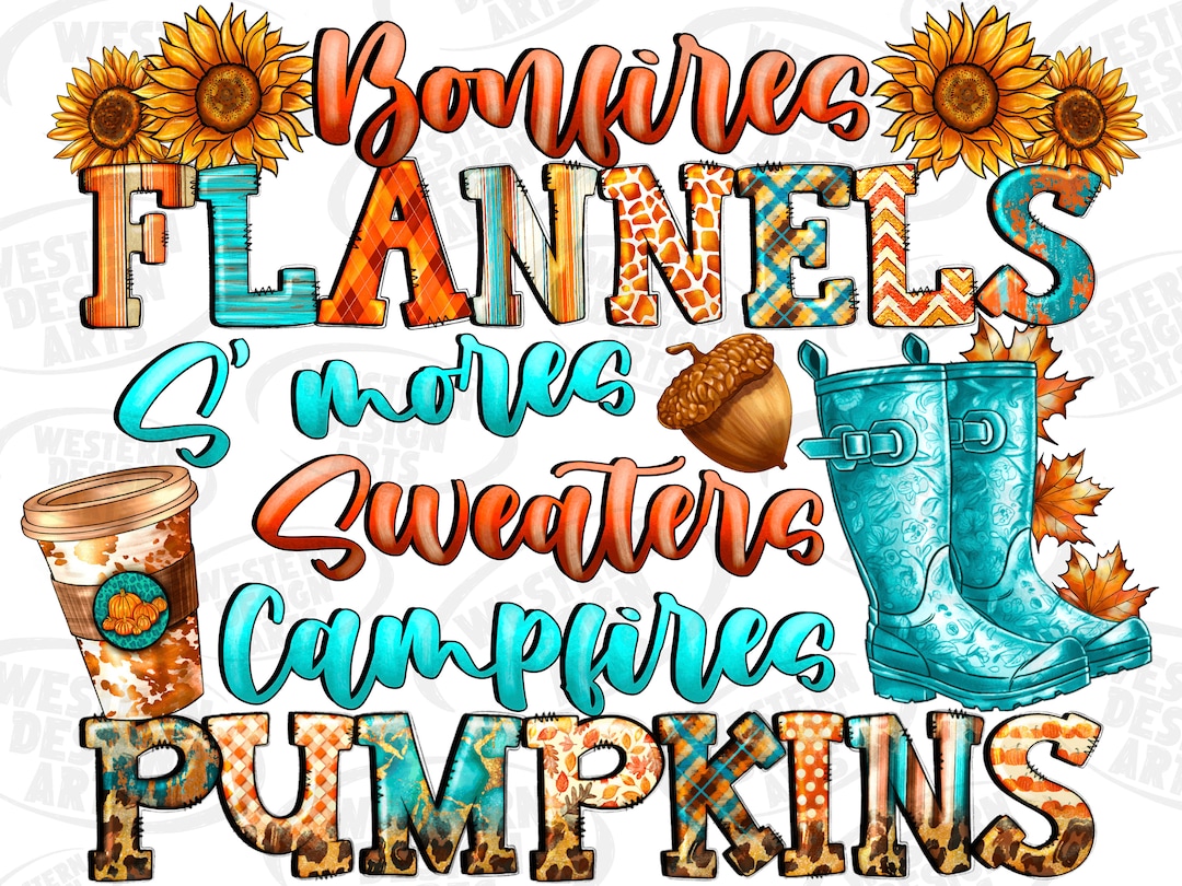 Bonfires Flannels Smores Sweathers Campfires Pumpkins Png, Hello Fall ...