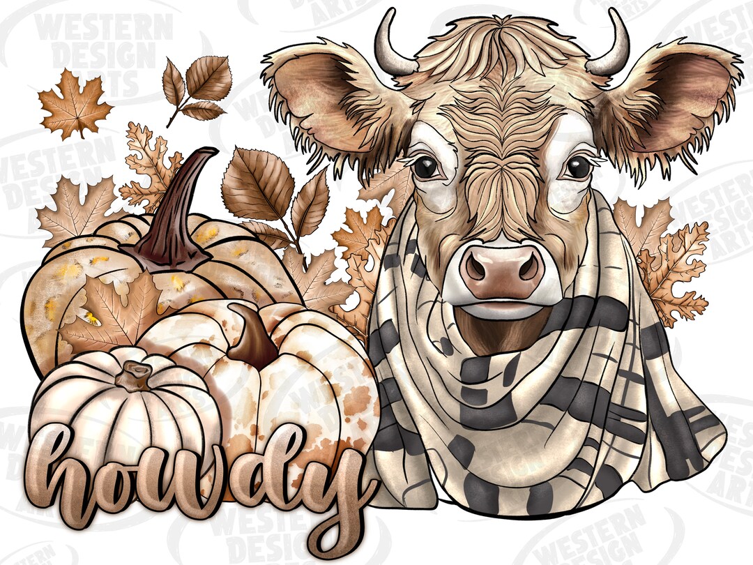 Howdy Fall Cow Png, Fall Sublimation Designs Downloads, Cow Png ...