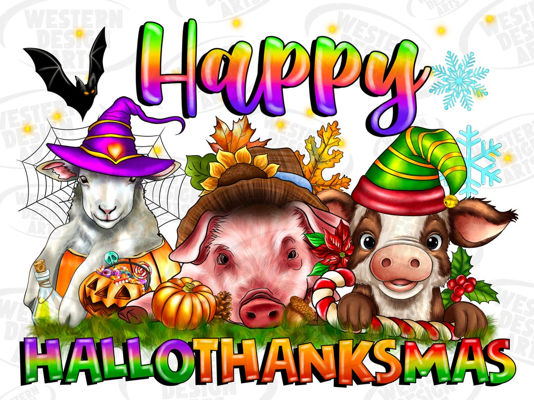 Hallothanksmas Png, Merry Christmas Cow Png, Thanksgiving Png, Happy ...