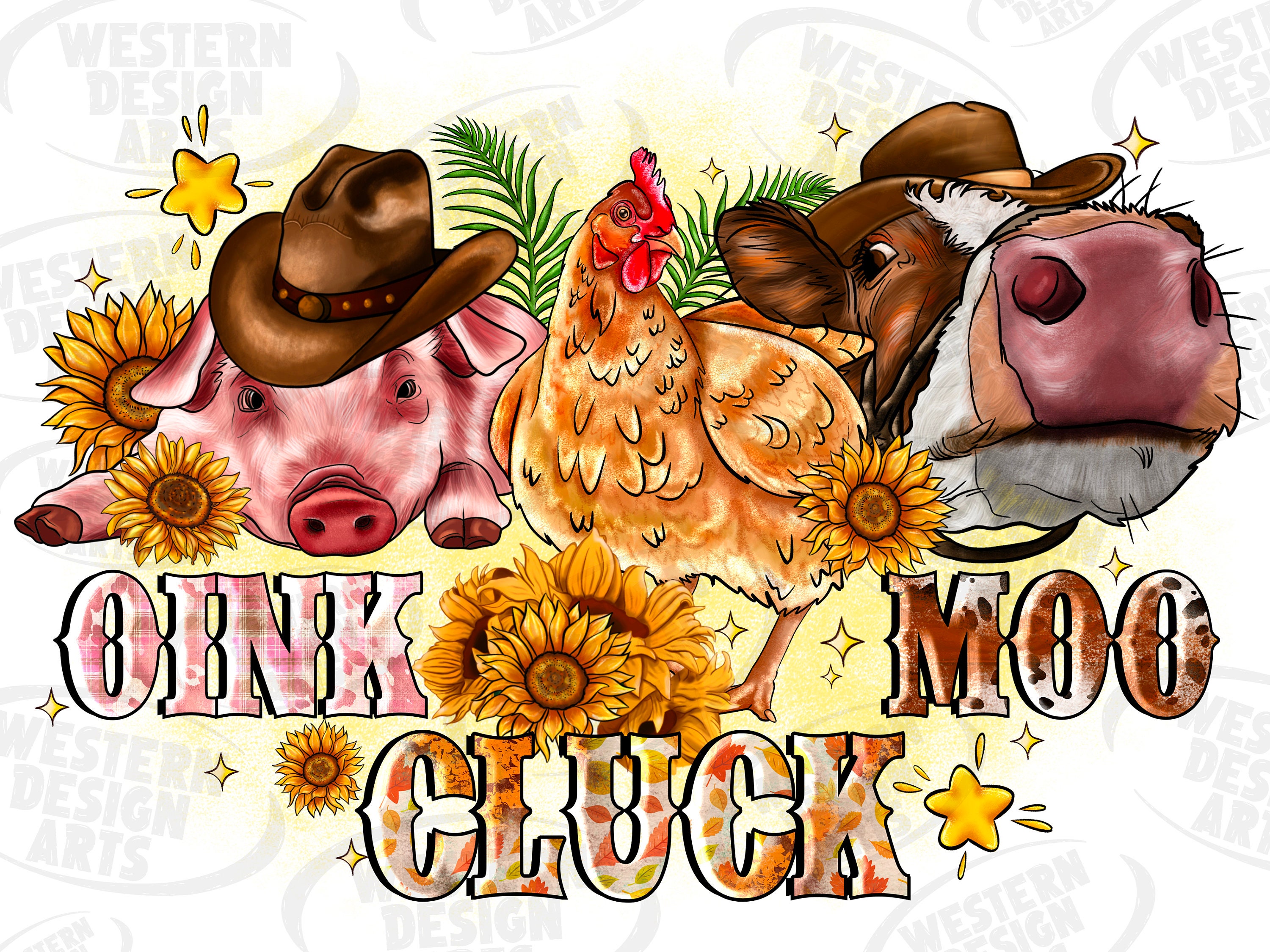 Cluck Oink Moo Western Png Sublimation Design Download Coffee - Etsy