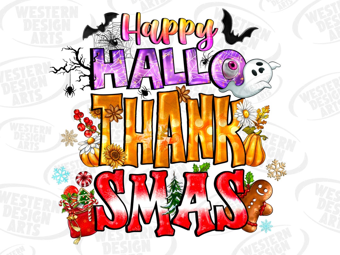 Happy Hallothanksmas Christmas Png Bat Png Halloween - Etsy