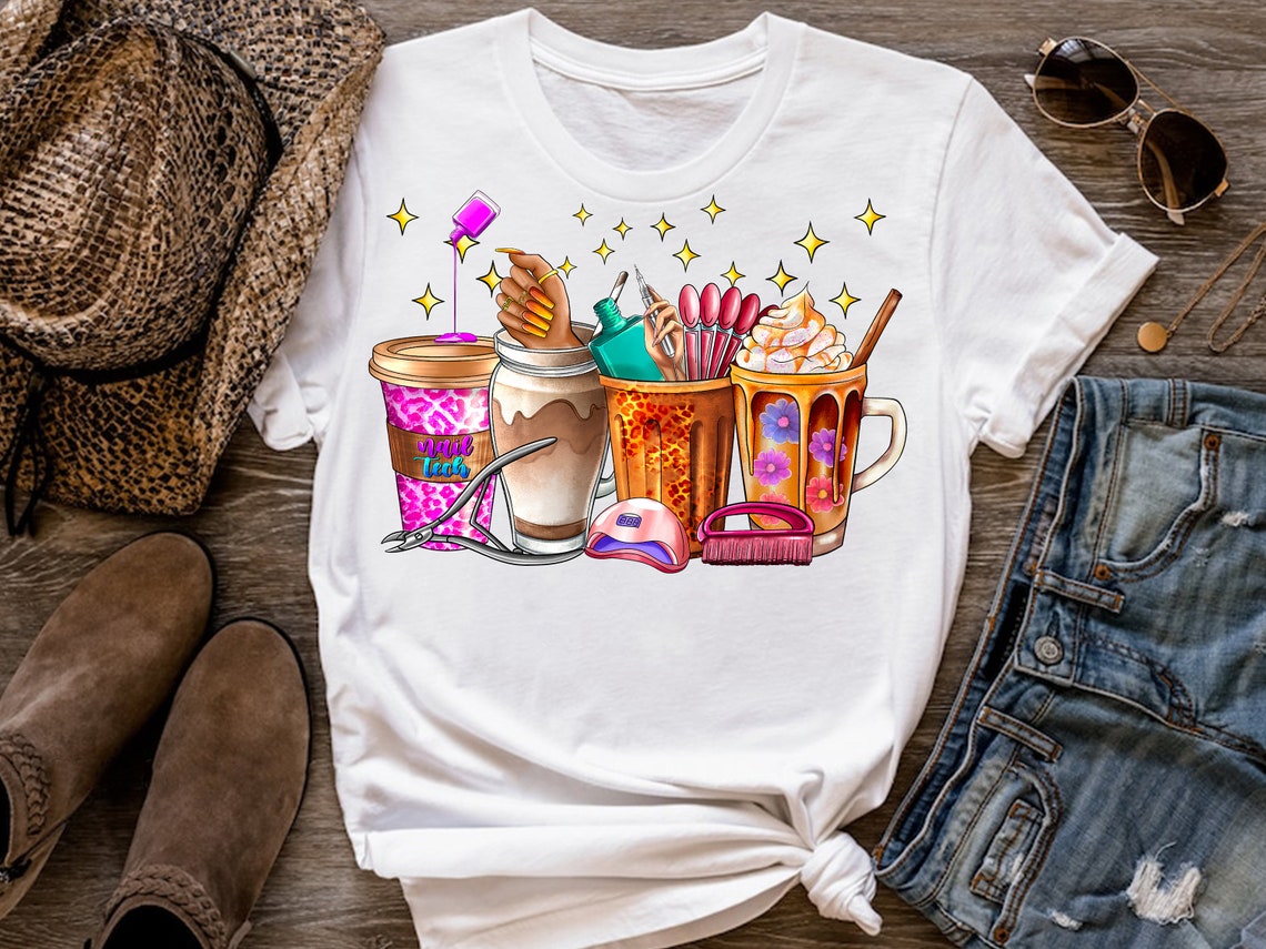 Nail Tech Coffee Cups Png Sublimation Design Download Nail - Etsy