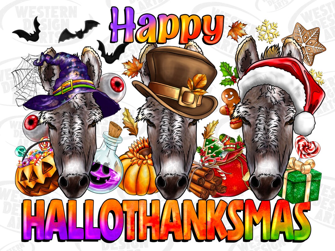 Happy Hallothanksmas Png, Donkey Png, Halloween Png, Christmas Png ...
