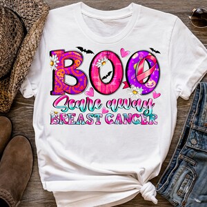 Boo Scare Away Breast Cancer Png Sublimation Design Download, Cancer ...