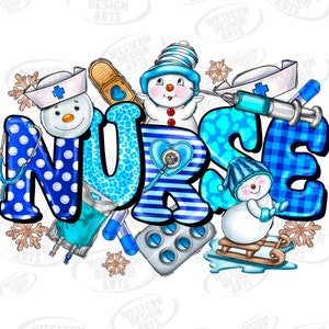 Snowman Nurse PNG File, Sublimation Design, Snowman Png, Nurse Png ...