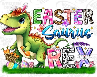 Easter Saurus Rex Png Sublimation Design Download, Easter Day Png ...