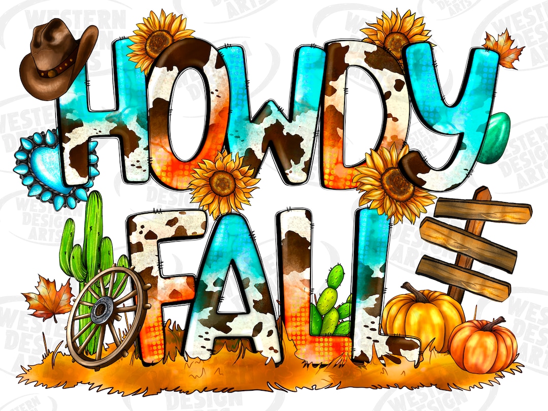 Howdy Fall Png, Retro Fall Png, Western Fall Png, Western Pumpkin Png ...