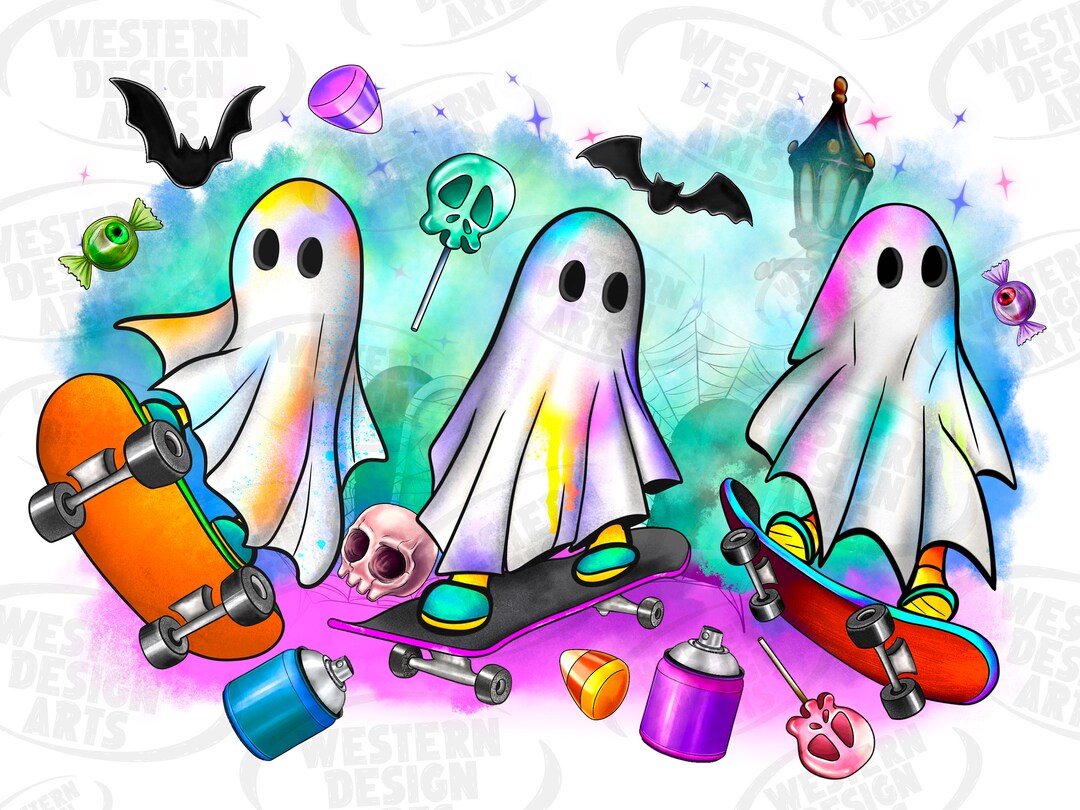Ghost Skateboarding Creep It Real Png, Spooky Vibes, Kids Halloween Png ...