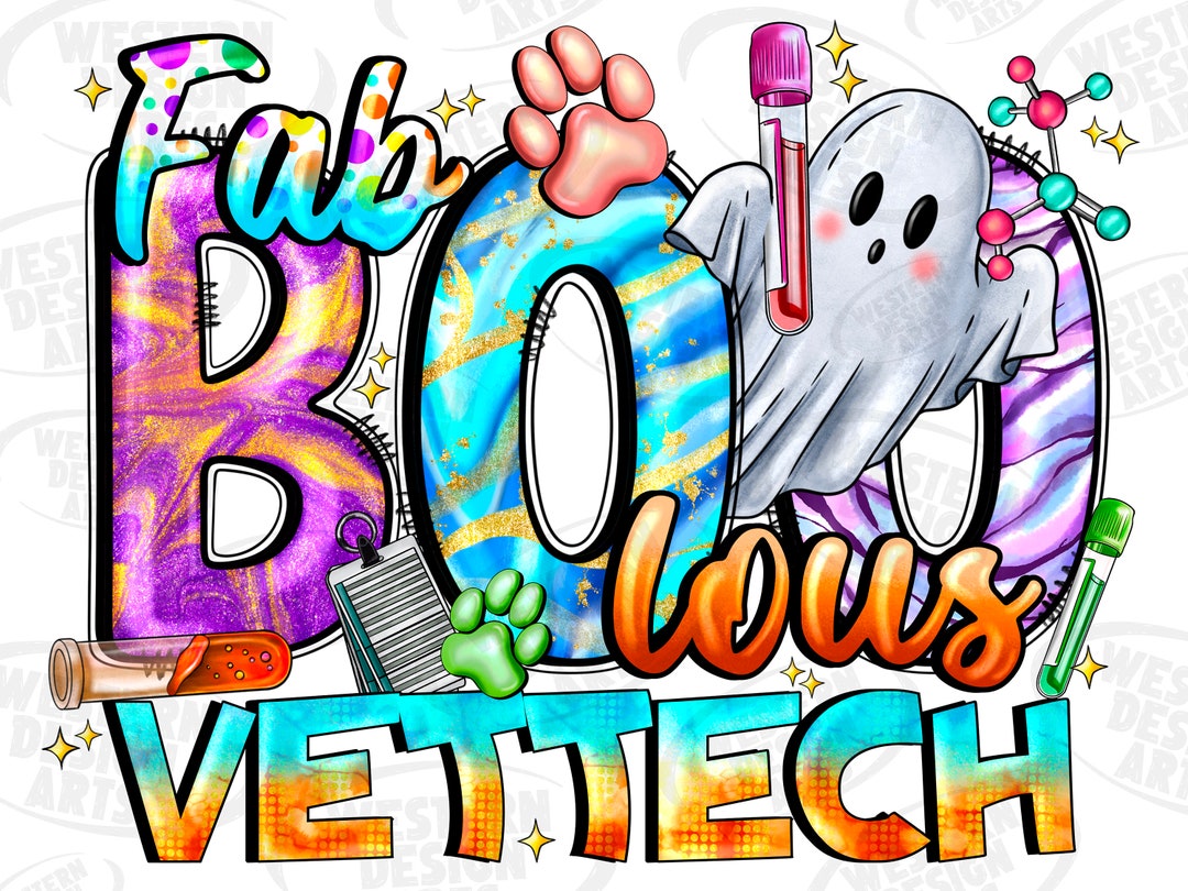 Fab Boo Lous Vet Tech Png, Vet Tech, Happy Halloween Nurse,ghost Dog ...