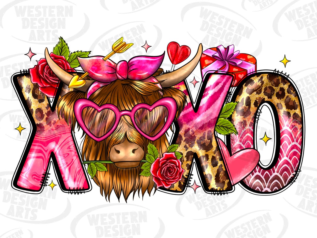 Valentine's Day Xoxo Cow Png Sublimation Design,valentine's Day Png ...