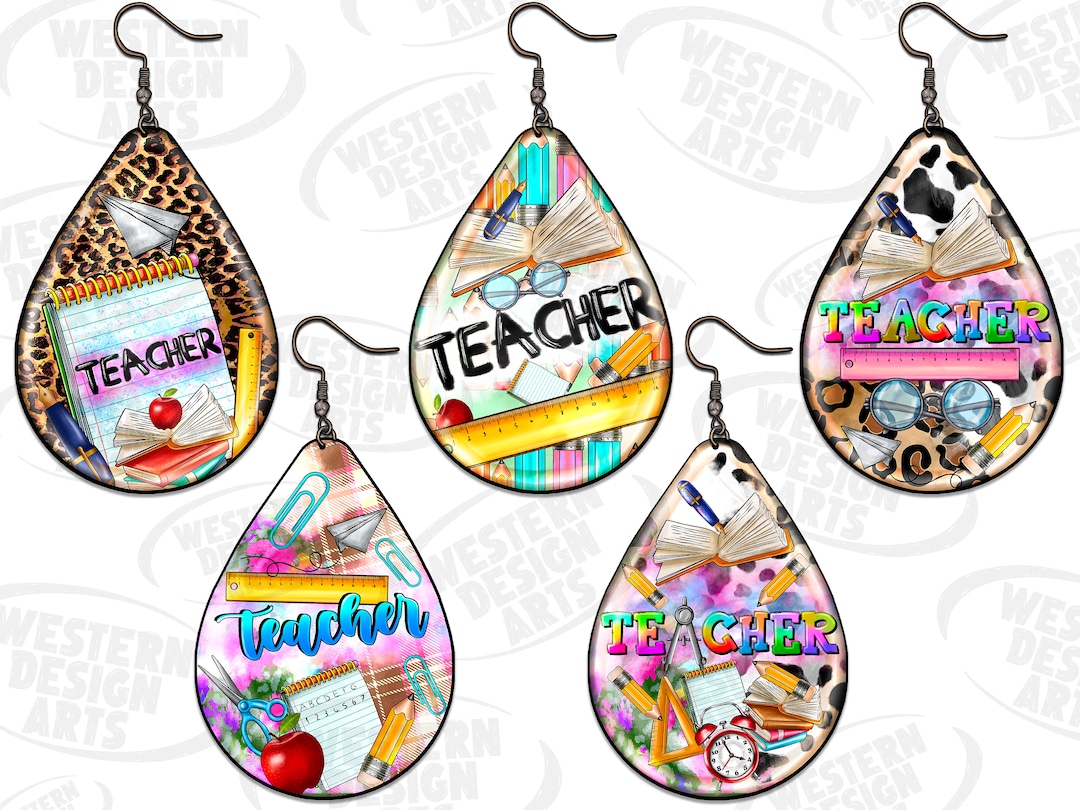 Teacher Earrings Sublimation Designs,country Earrings Graphics Vintage ...