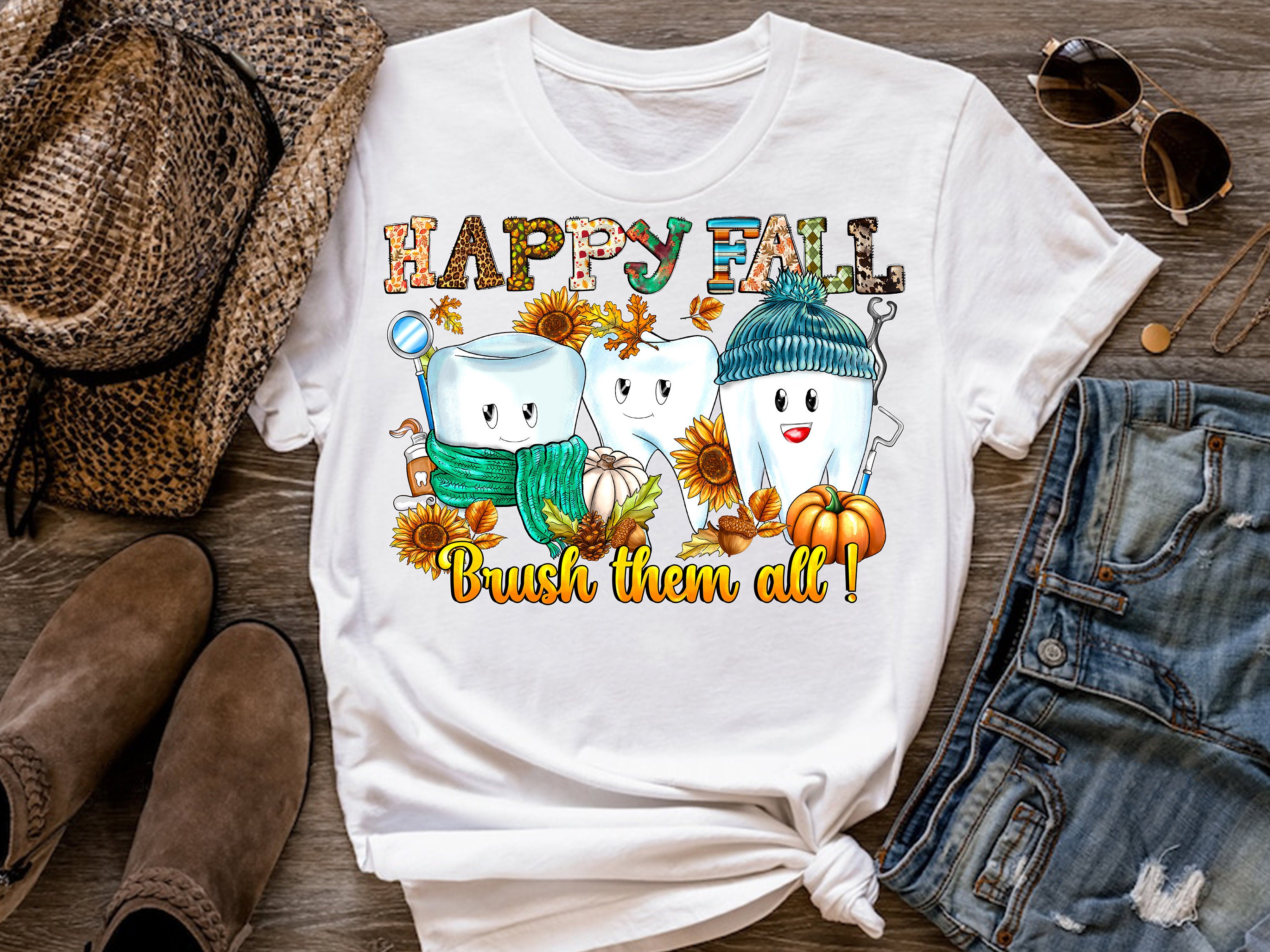 Happy Fall Brush Them All Png Pumpkin Teeth Png Fall Png - Etsy