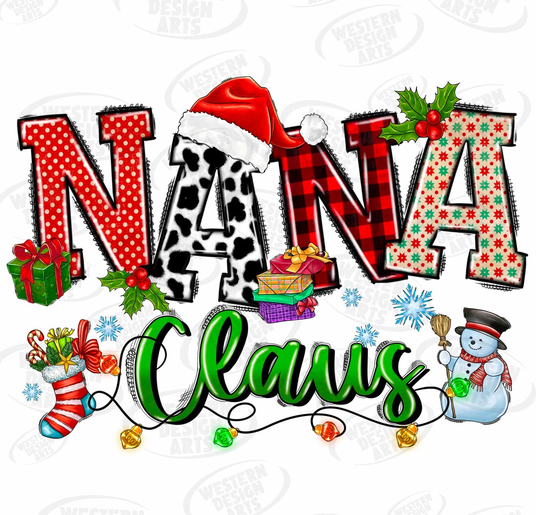 Nana Claus Png,sublimation Design,nana Png,hand Drawn PNG, Christmas ...