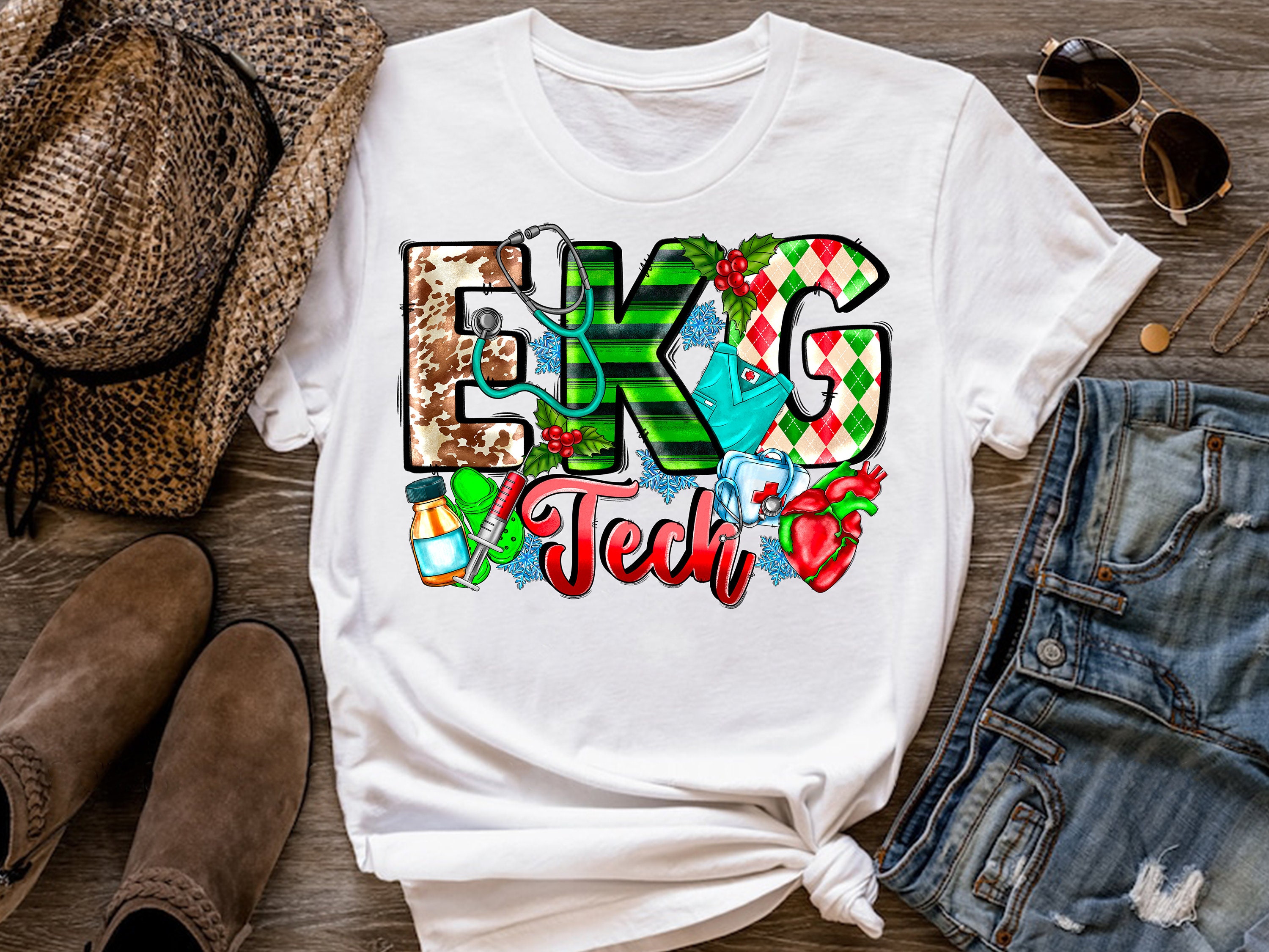 Ekg Tech Christmas Png, Sublimation Design Download, Ekg Tech Png ...