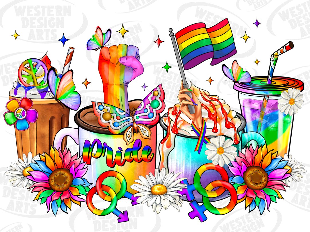 Pride Coffee Cups Png Sublimation Design Download, Coffee Cups Png ...