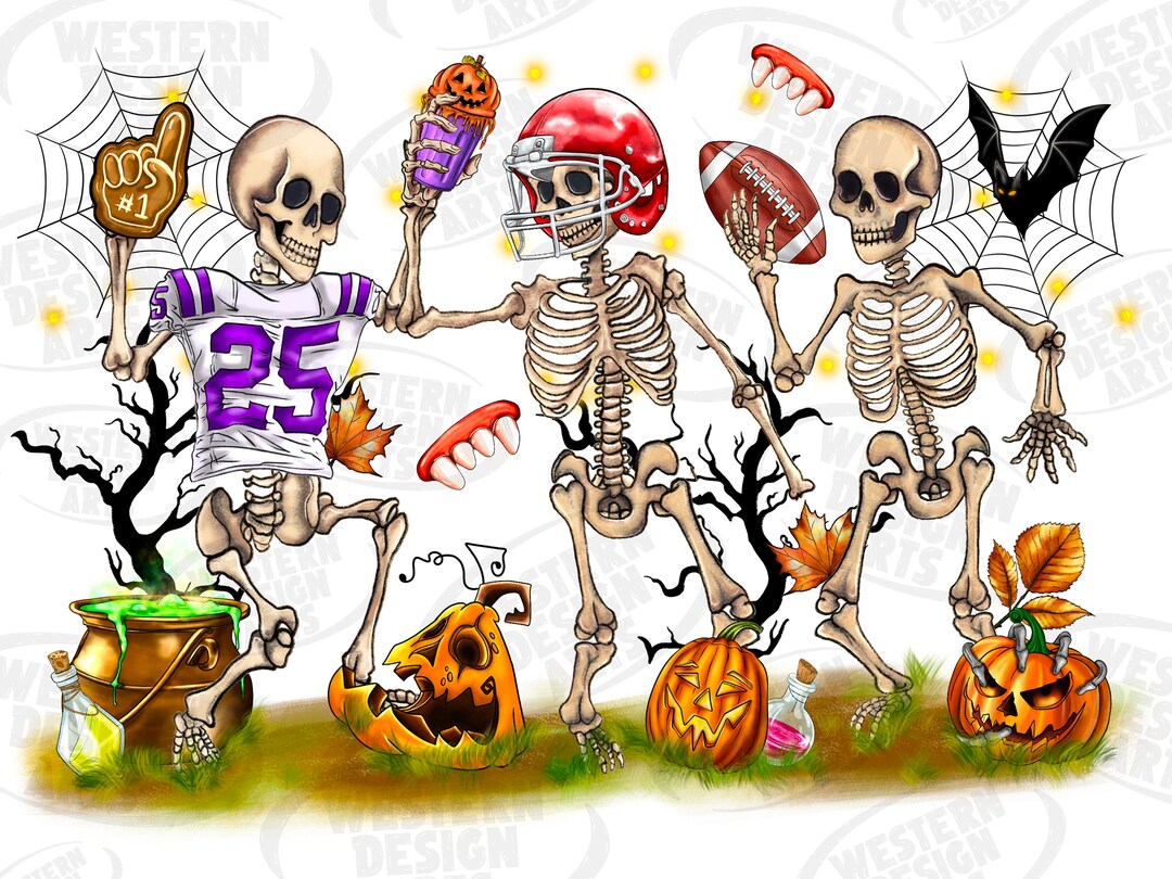 Skeleton Football Halloween Png, Halloween Png, Skeleton Football Png ...