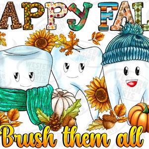 Happy Fall Brush Them All Png, Pumpkin Teeth Png, Fall Png, Leopard Png ...
