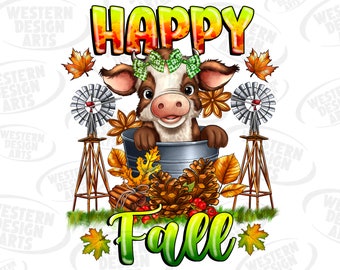 Hay Fall Cow Png Sublimation Design, Fall Png, Hello Fall, Cow Png ...