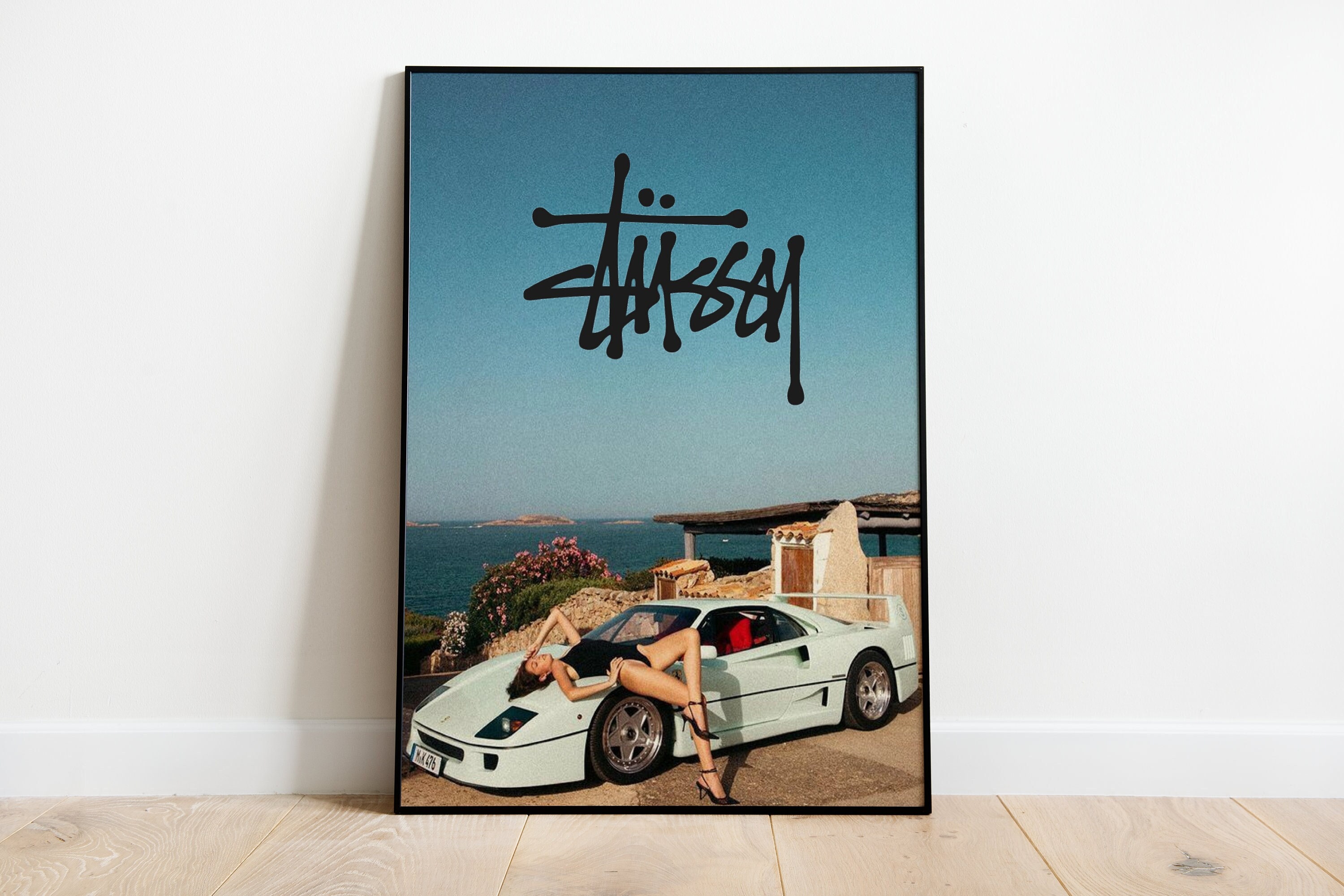 Vintage Stussy Porsche Woman Poster Porsche Wall Art Stussy Print for ...