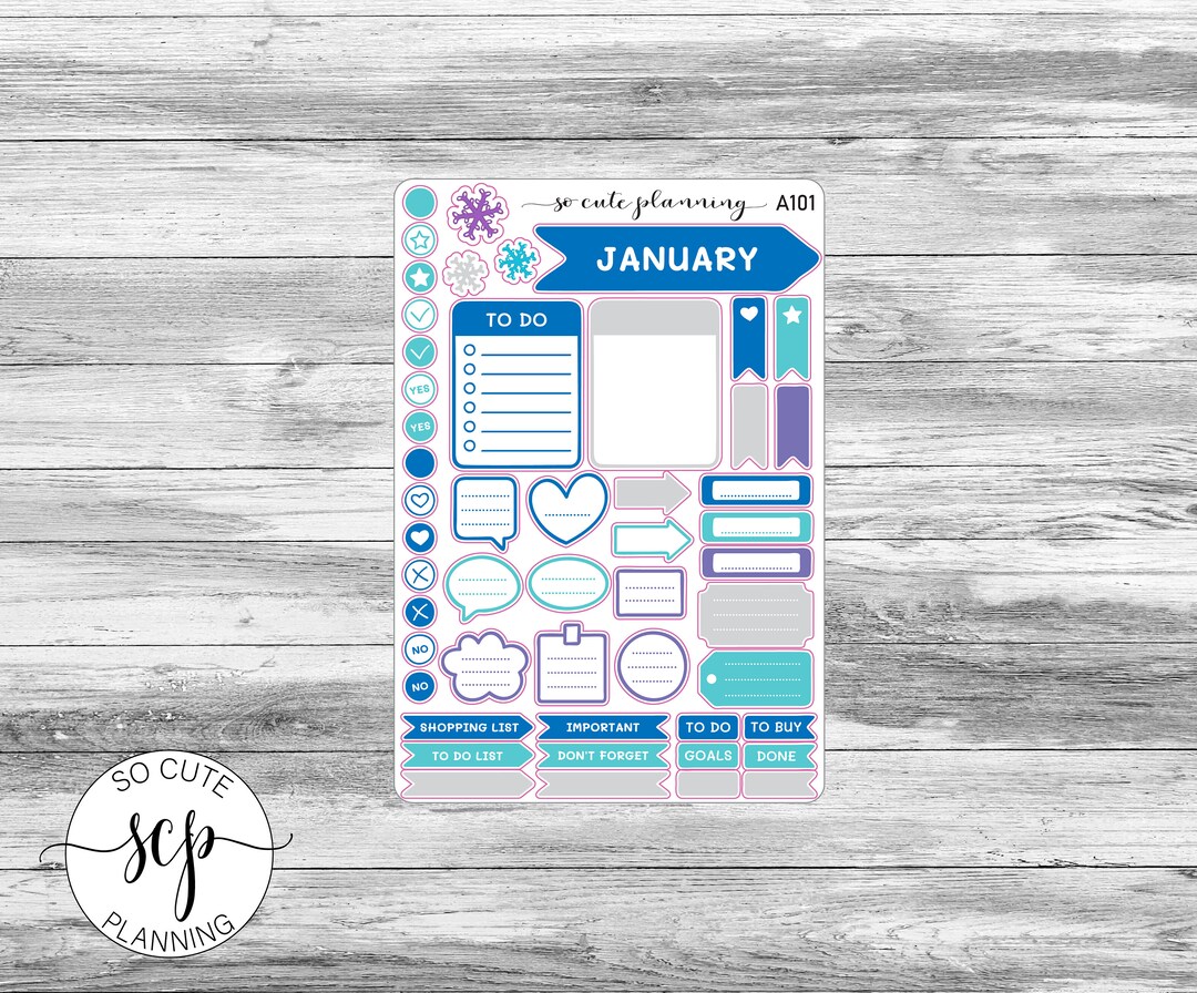 January Deco Stickers, Planner Stickers, Scrapbooking, Bullet Journals ...