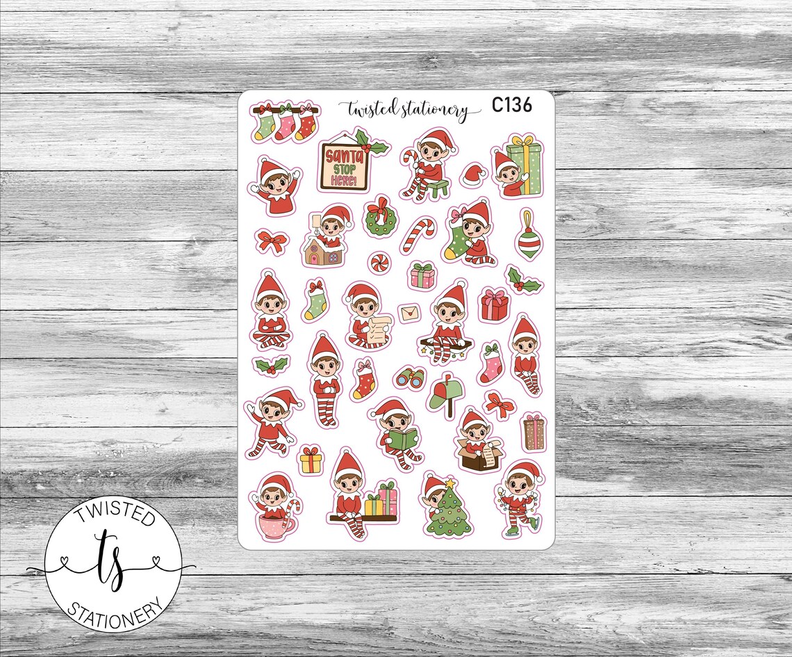 Elf Reminder Stickers, Character on the Shelf Kawaii Stickers, Planner ...