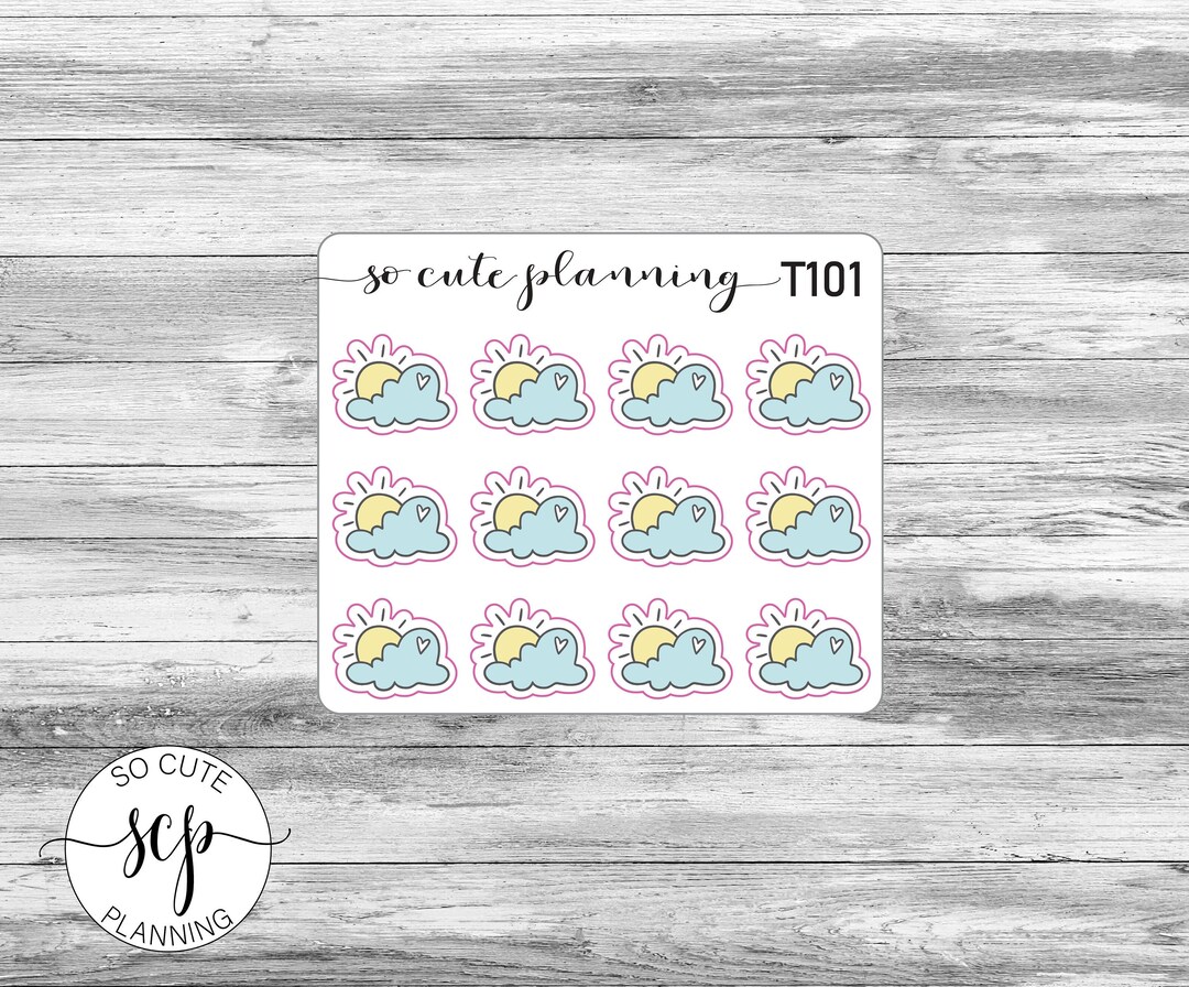 Cloudy Weather Tiny Deco Stickers Sheet, Planner Stickers, Scrapbooking ...