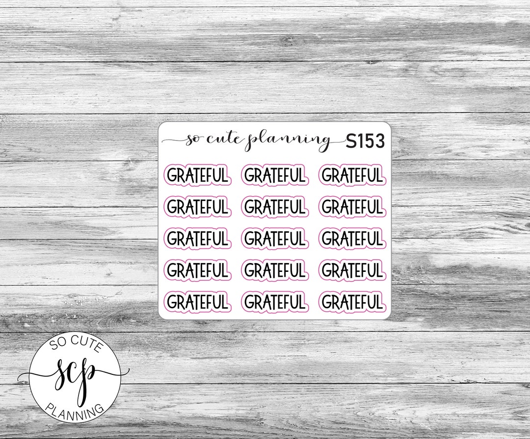 Grateful Script Stickers, Planner Stickers, Scrapbooking, Bullet ...