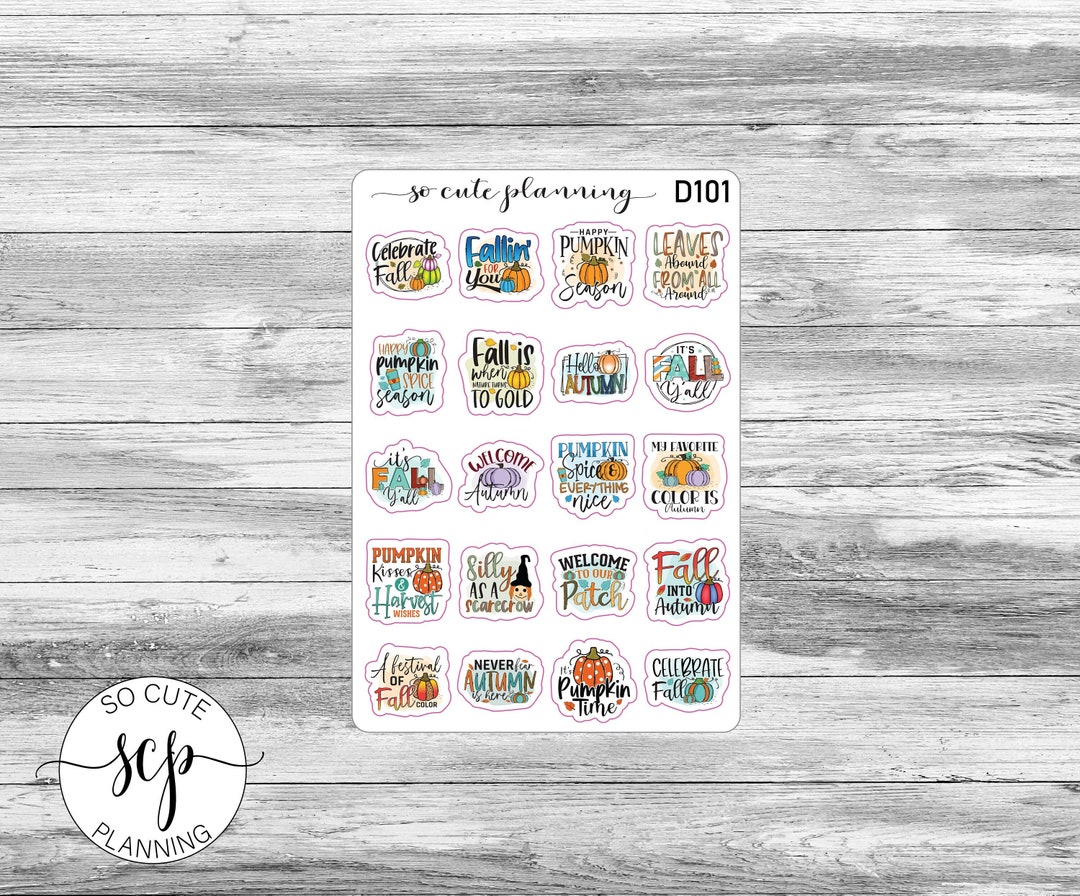 Fall Quotes Deco Stickers, Planner Stickers, Scrapbooking, Bullet ...