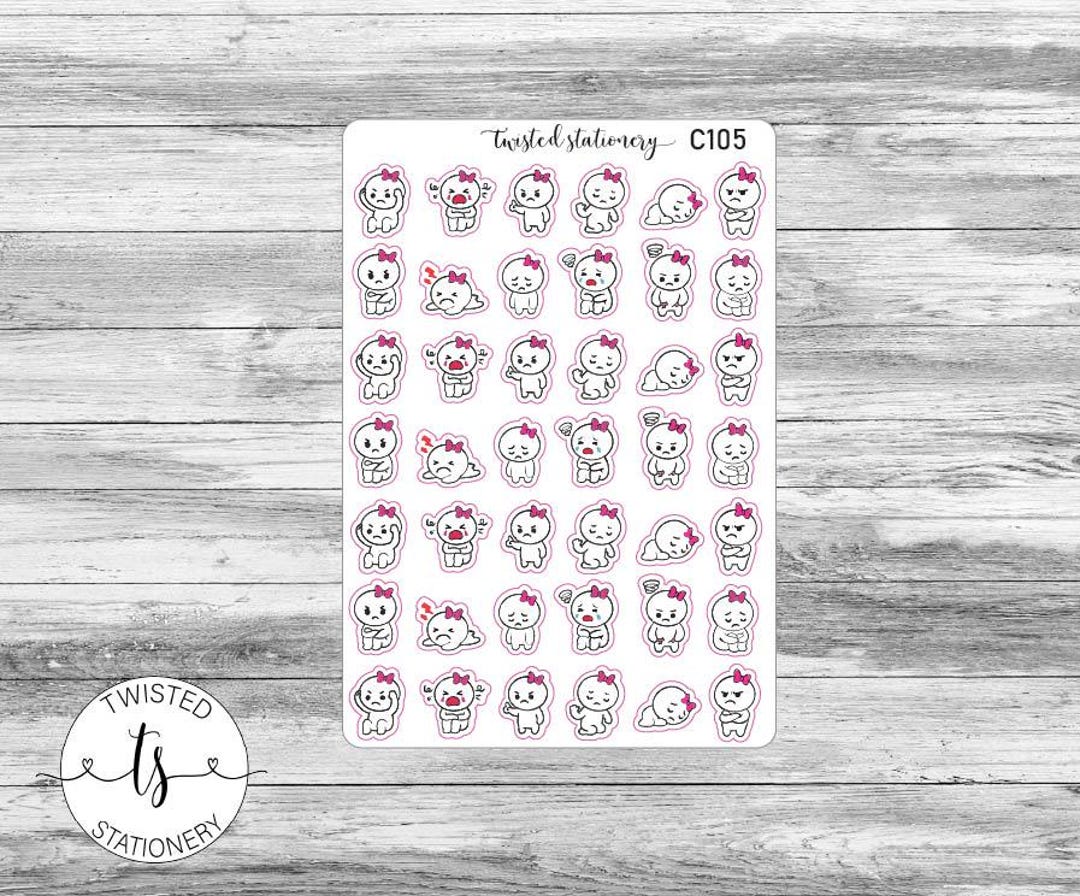 Mello Sad Bad Day Emoji Stickers, Character Kawaii Stickers, Planner ...