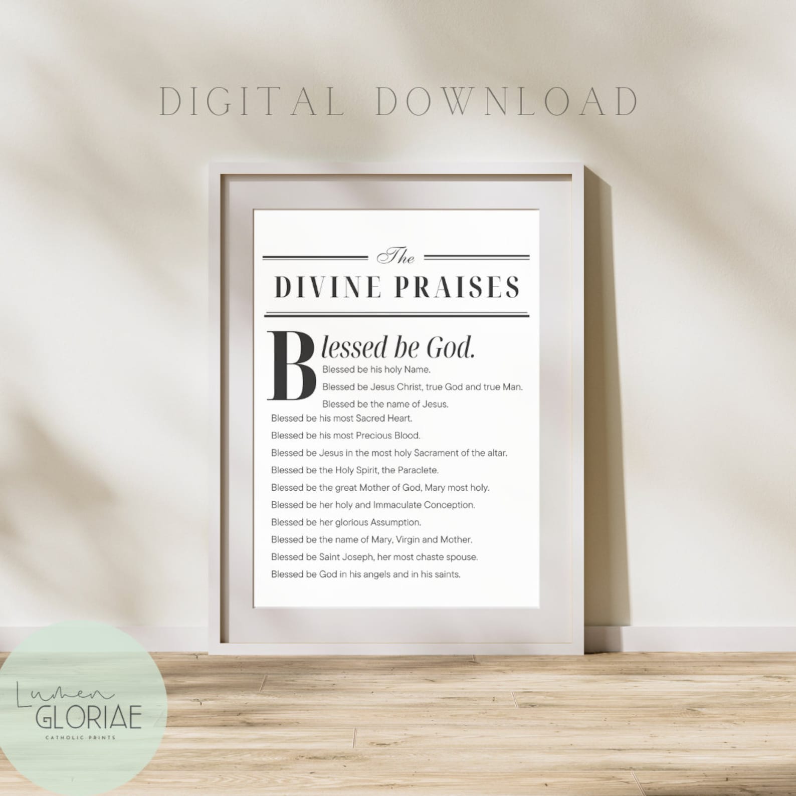 INSTANT PRINT Catholic Prayer the Divine Praises Catholic Home Decor ...