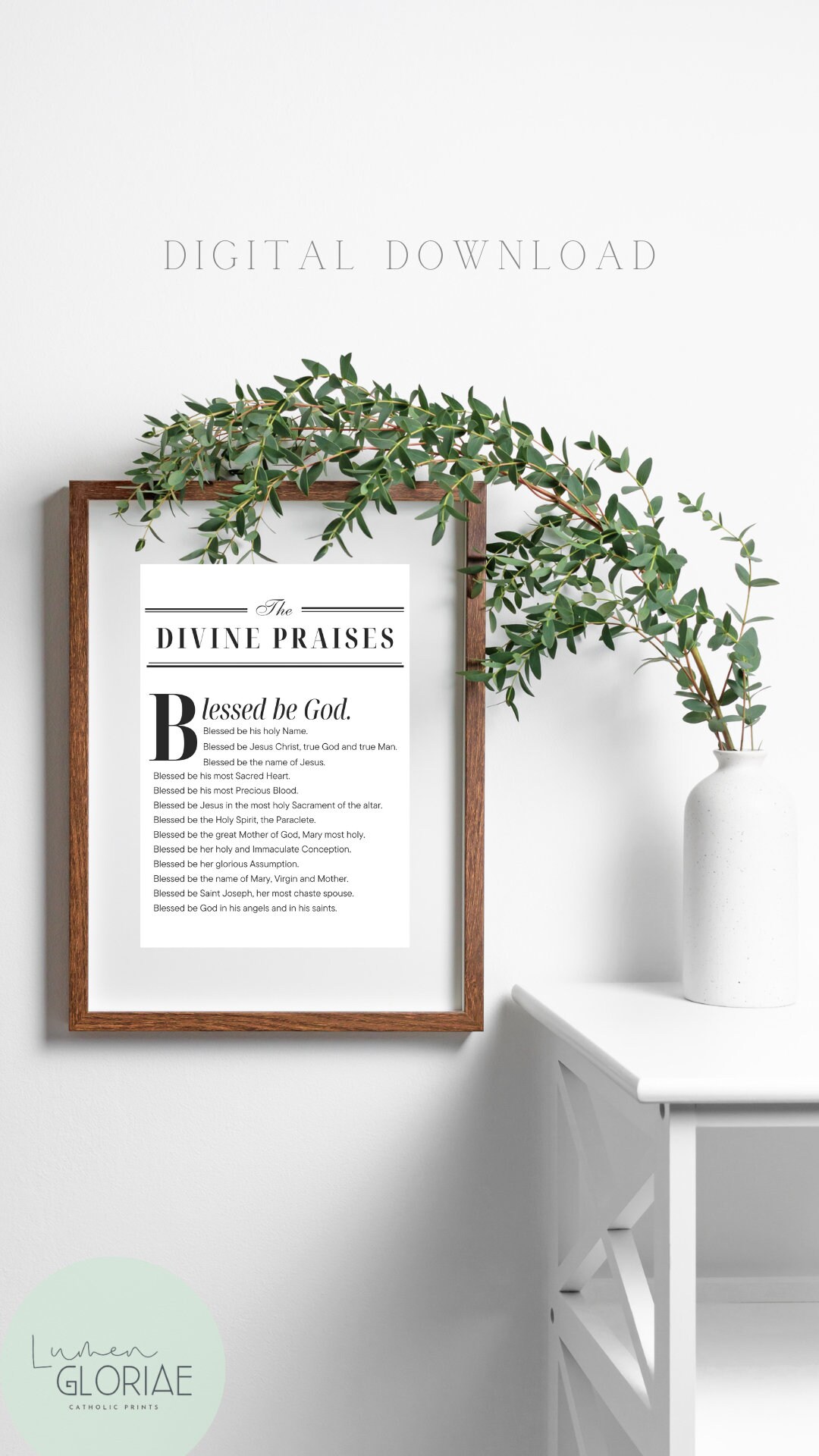 INSTANT PRINT Catholic Prayer the Divine Praises Catholic Home Decor ...