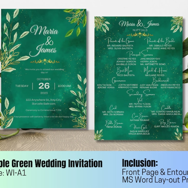 Wedding Invitation Entourage - Etsy
