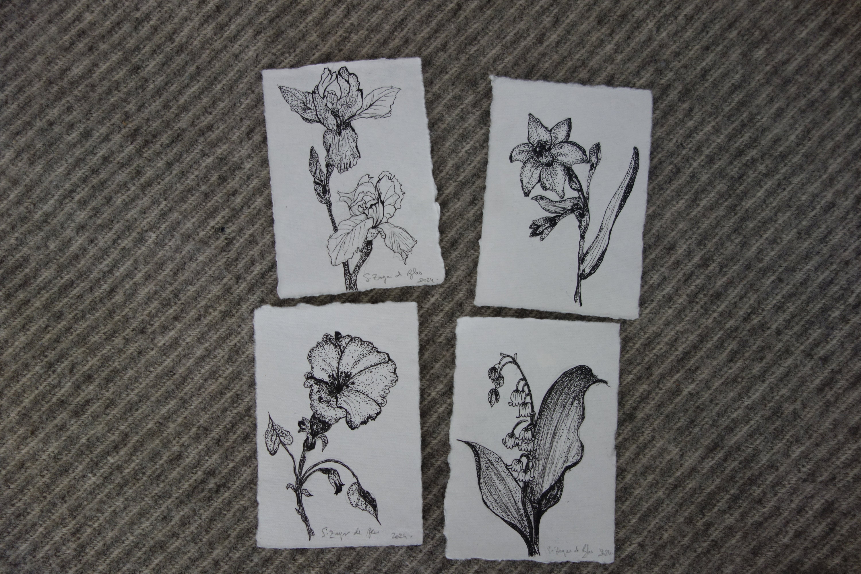 Tiny Flower Drawing, Ink Flower Drawing, Small Ink Flower Drawing - Etsy