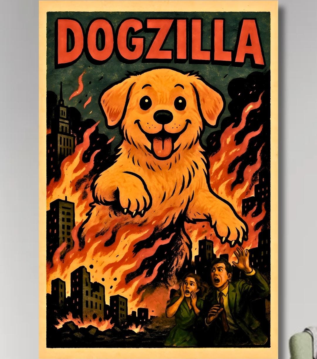 Godzilla Style Dog Poster, Dogzilla the Beast JPG Digital Download - Etsy