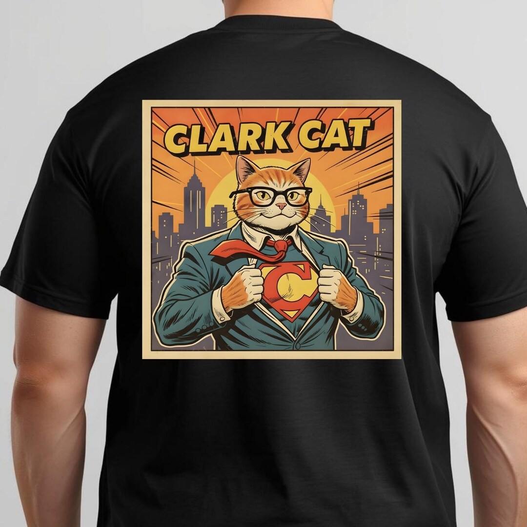 Clark Cat Vintage Comic Poster Art - Superhero Cat Digital Download ...