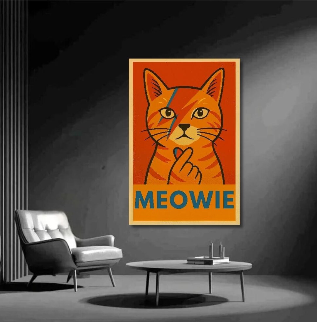 David Bowie Inspired Pop Art Feline, Meowie Cat Vol.2 Digital Art Print ...