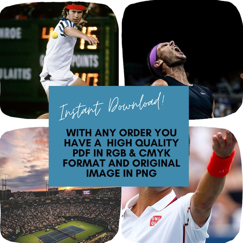 Jimmy Connors Tennis Legend Poster - Vintage Style Wall Art (digital ...