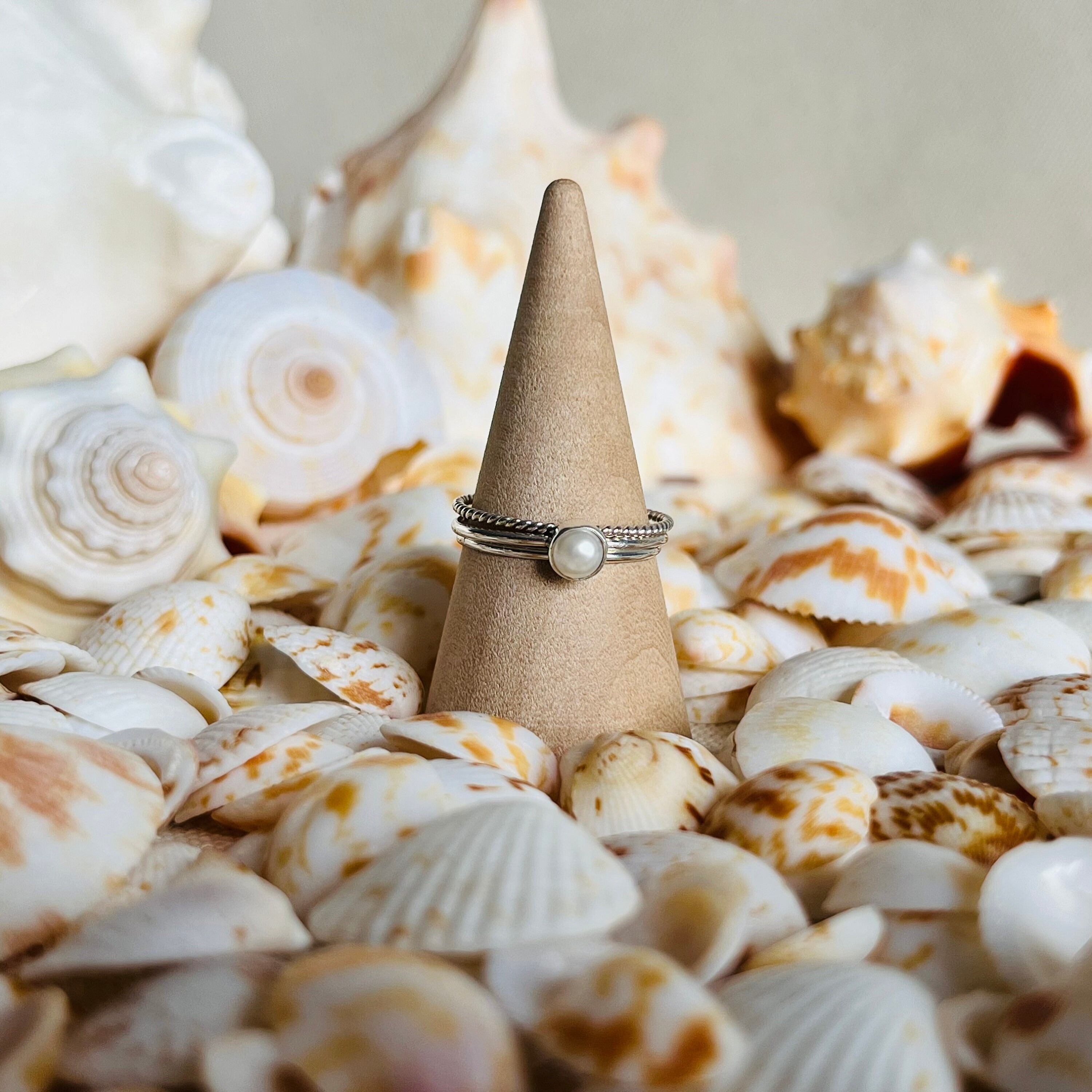 Freshwater Pearl and Sterling Silver Stacker Rings - Etsy