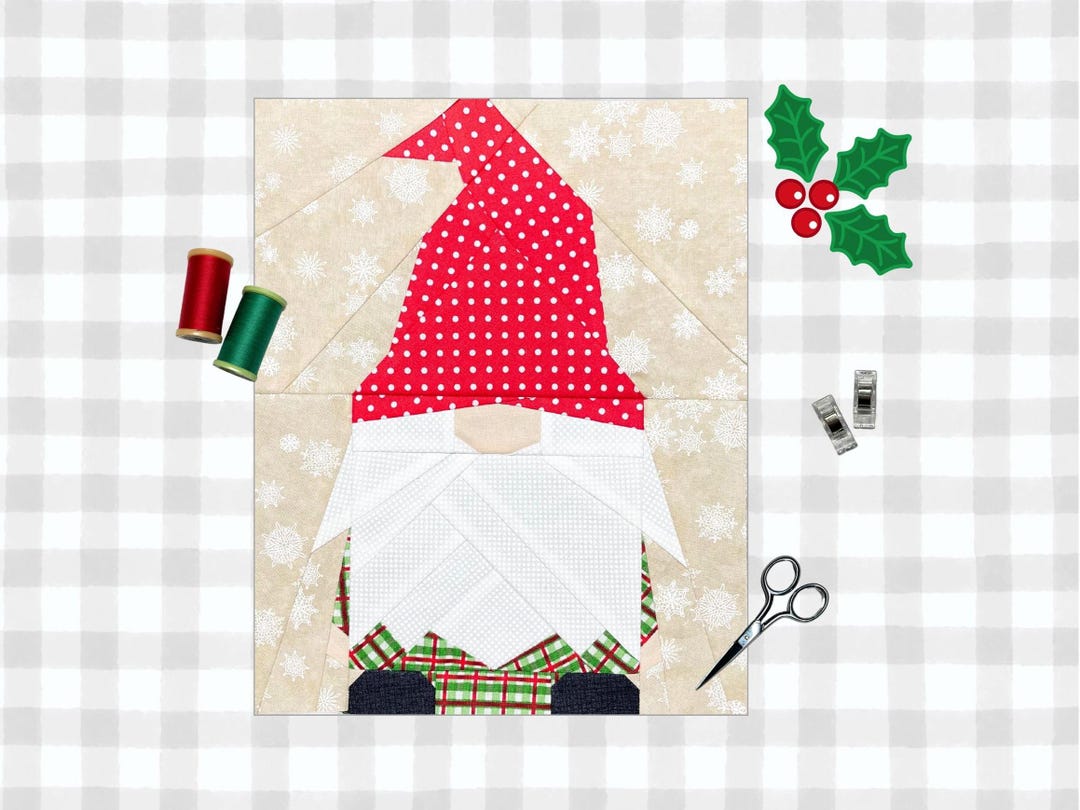 Wichtel Alfwin FPP Schnittmuster 8 x 10 Block Foundation Papier zusammenfügen Muster Gnom Quilt ...