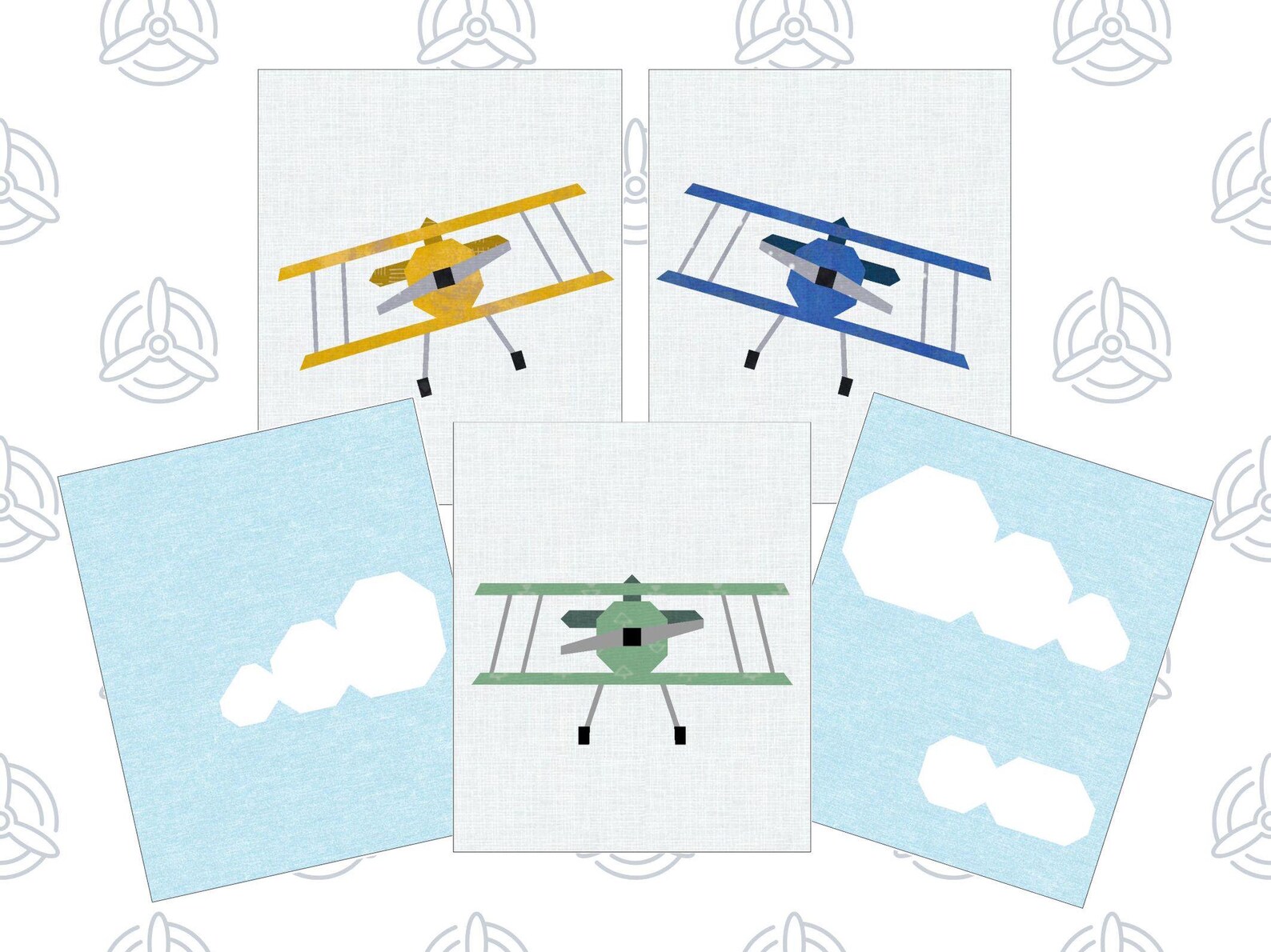 Biplane Blitz Airshow FPP & Quilt Pattern | Foundation Paper Piecing ...