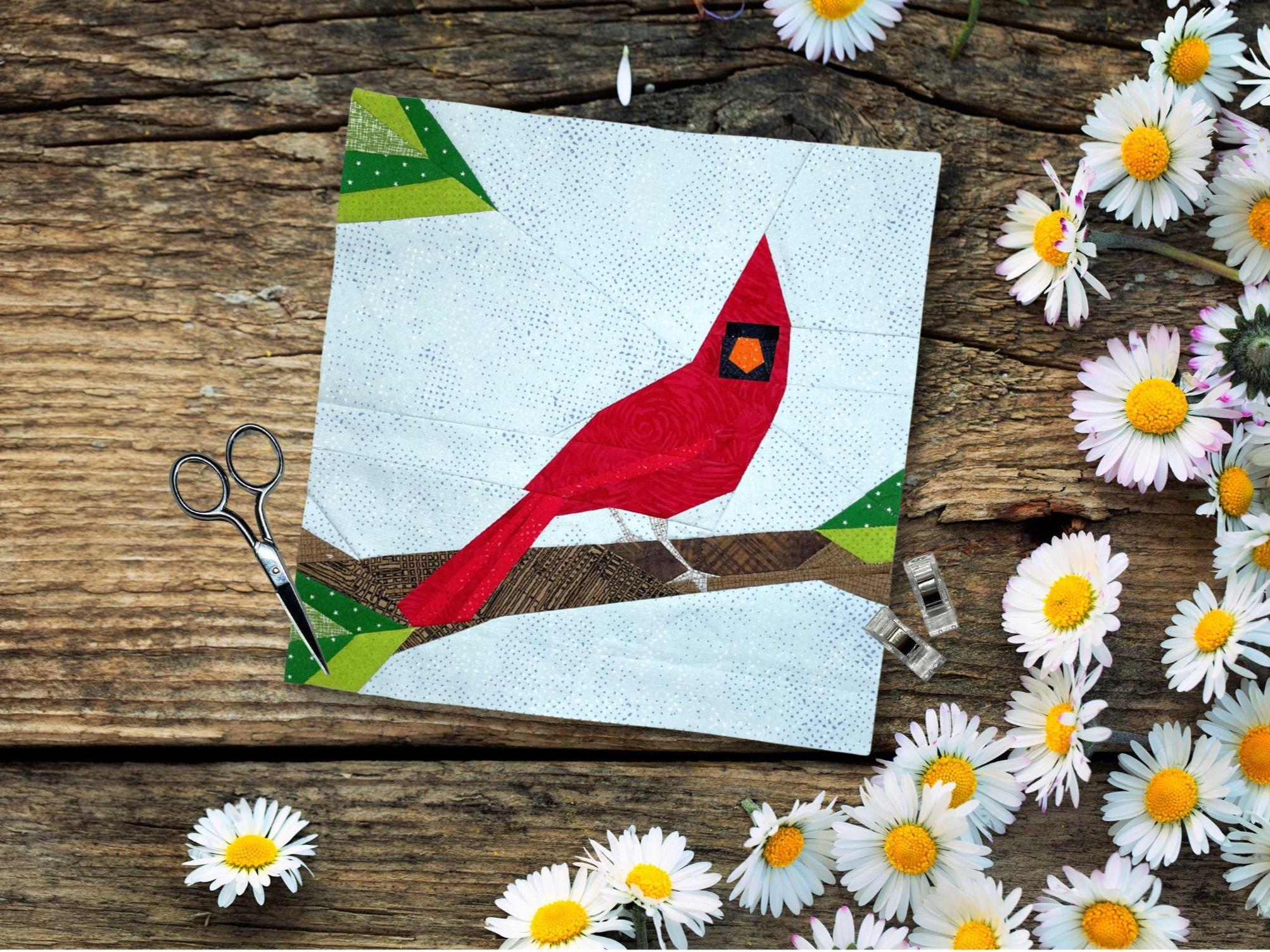 Northern Cardinal FPP Quilt Block Patterns | 2 Sizes | Foundation Paper ...