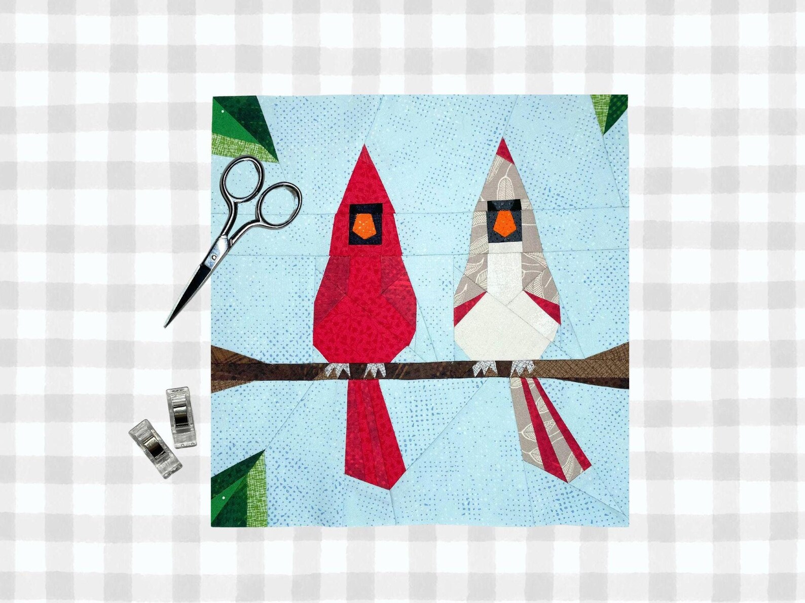 Northern Cardinal Pair FPP Pattern | Foundation Paper Piecing Patterns ...