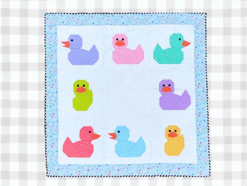 Ducky Derby Quilt Pattern | Finished Size: 42"x42" | Rubber Duck FPP ...
