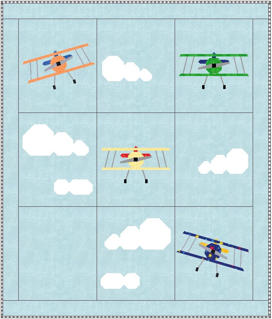 Biplane Blitz Airshow FPP & Quilt Pattern | Finished Size: 50"x64 ...