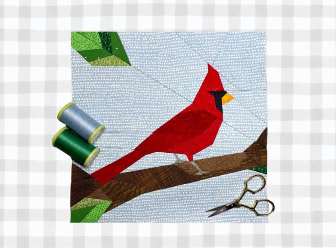 Northern Cardinal FPP Pattern Foundation Paper Piecing Pattern 10x10 ...