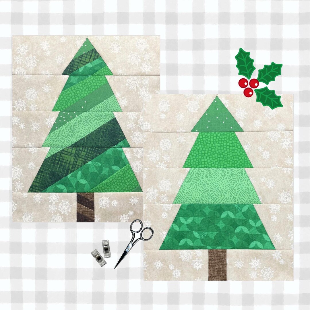 Pine Tree FPP Pattern | 2 Designs | Foundation Paper Pieced Quilt Block ...